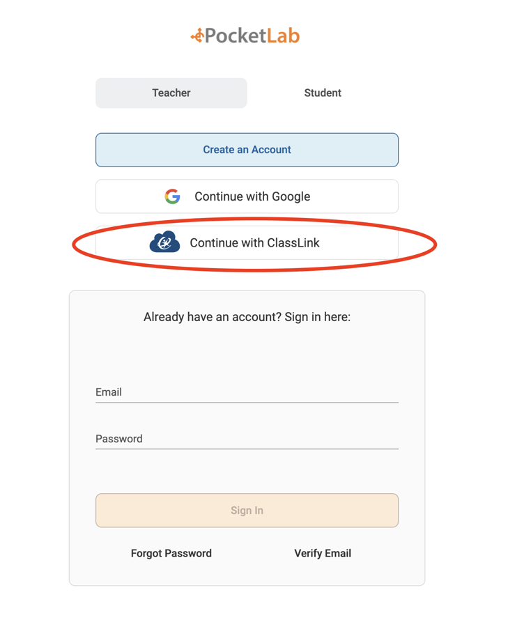 How do I set up ClassLink with PocketLab Notebook?